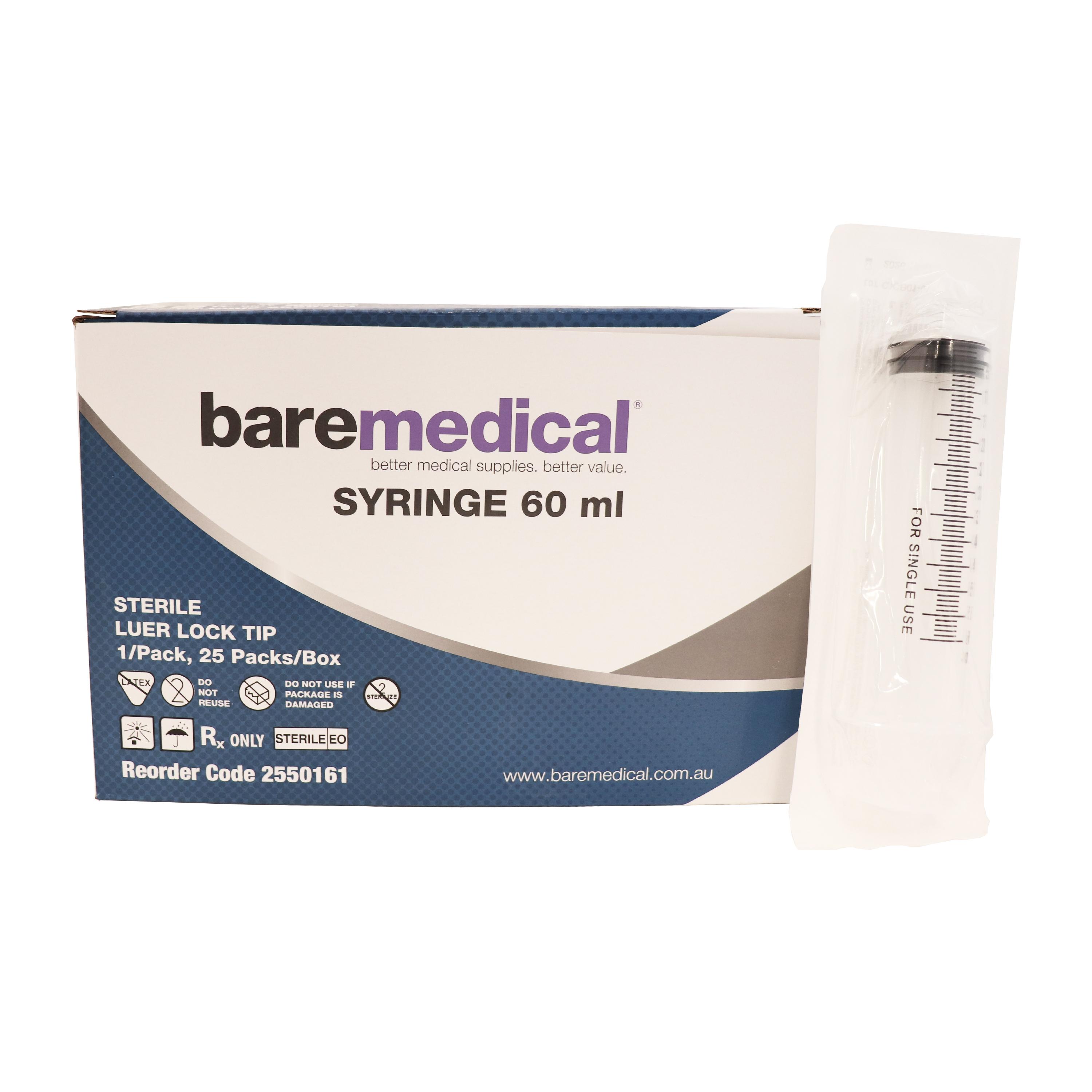 Syringe 60ml Luer Lock Tip Baremedical